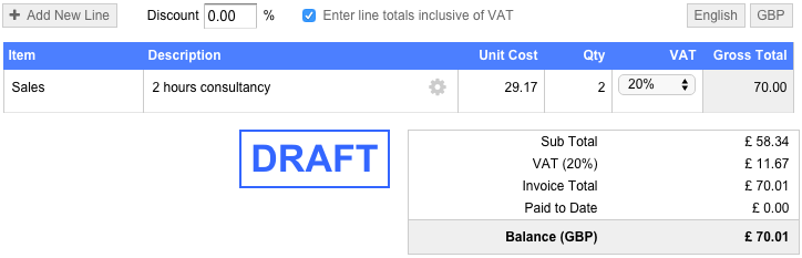 VAT inclusive invoicing - Implemented Features - QuickFile