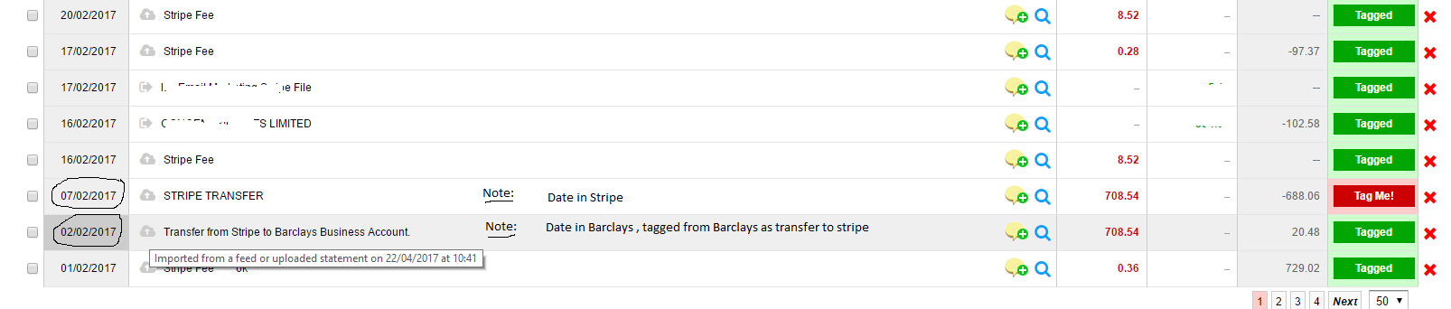 Transfers between bank and Stripe - support - QuickFile