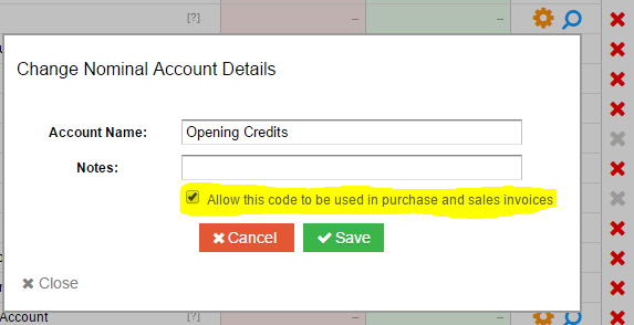 More flexibility in nominal codes available to invoices and purchases - Implemented Features ...