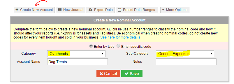 Nominal code help - accounting - QuickFile