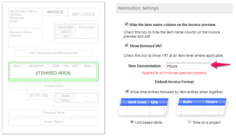 Using multiple types of invoice lines - Invoice CSS - QuickFile