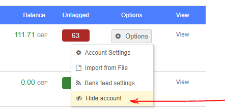 Sorting and Hiding Bank Accounts - Banking - QuickFile