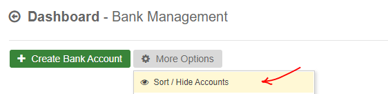 Sorting and Hiding Bank Accounts - Banking - QuickFile
